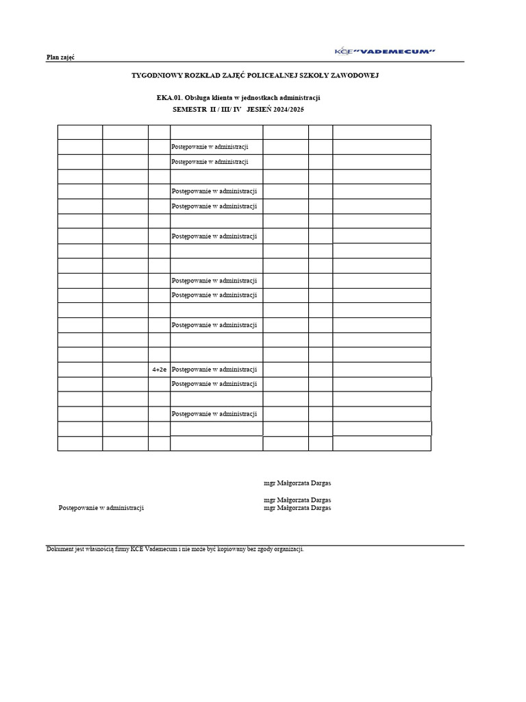 PSZ Admin. Sem. IV 9 Wrzesien 2024 | PDF