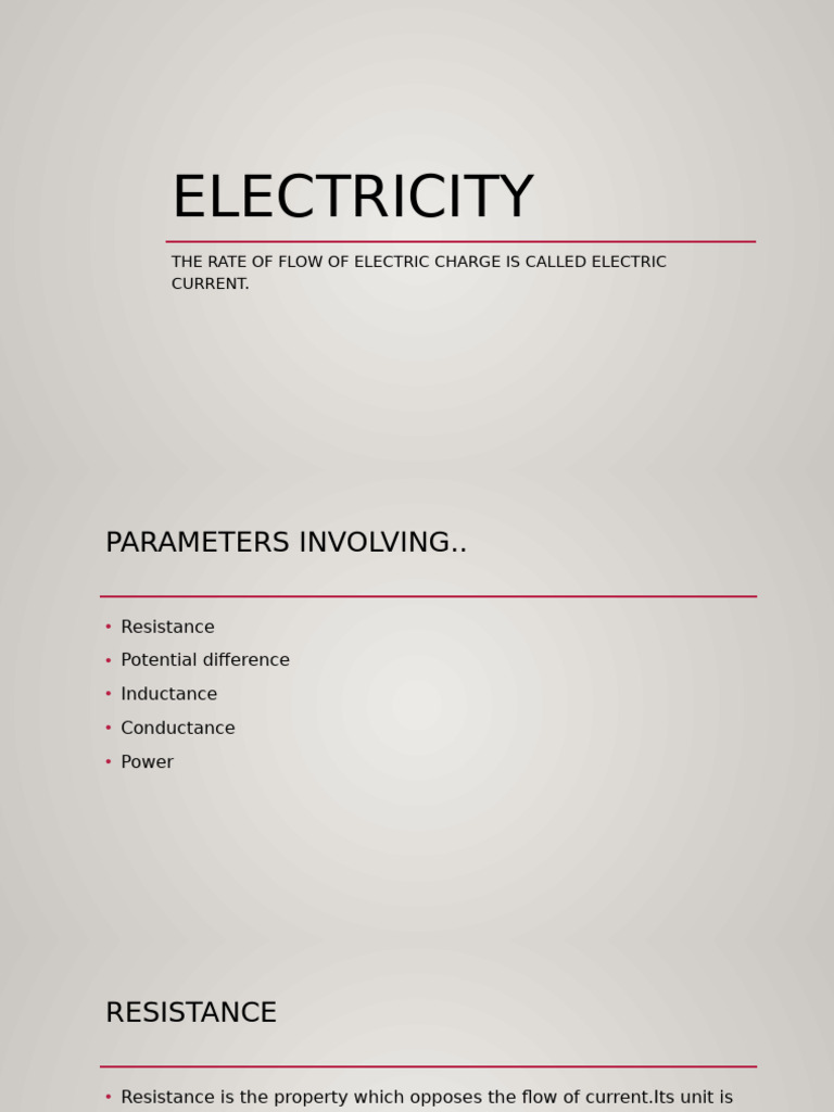 Electricity Ppt | PDF