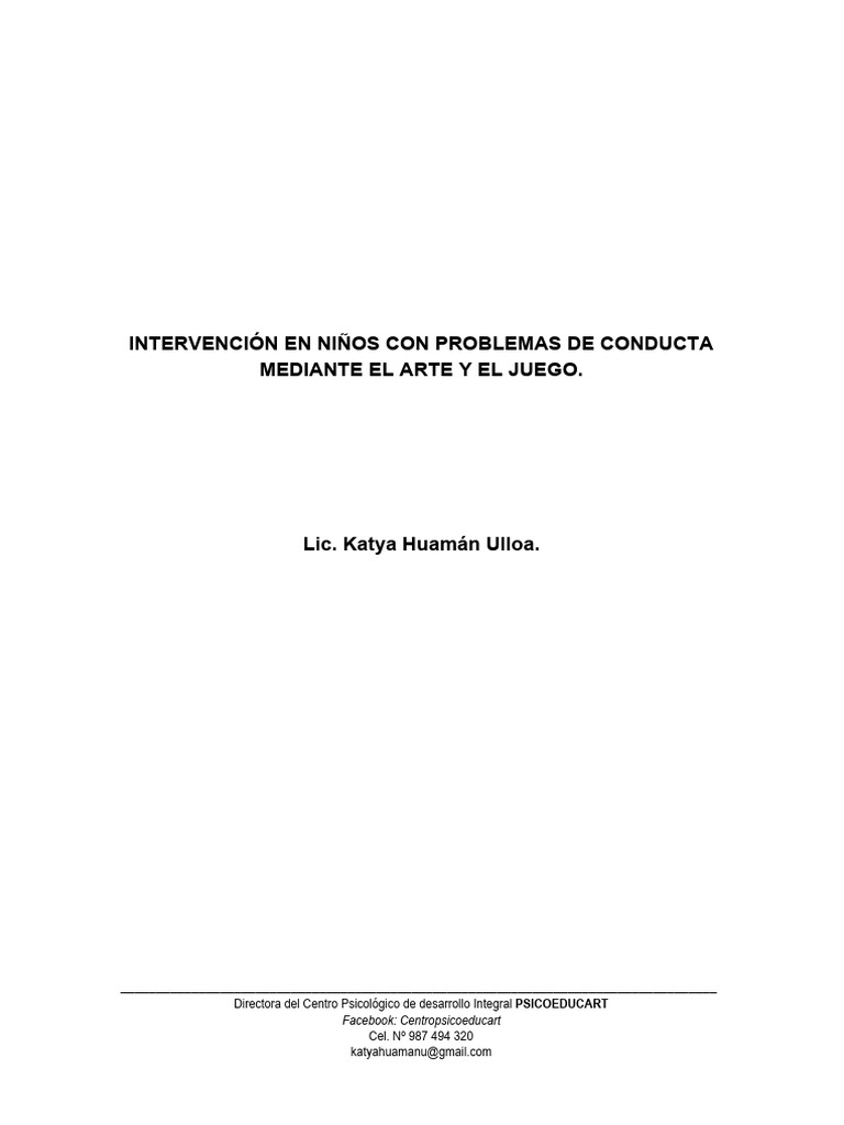 Intervención en Niños Con Problemas de Conducta Mediante El Arte y El ...