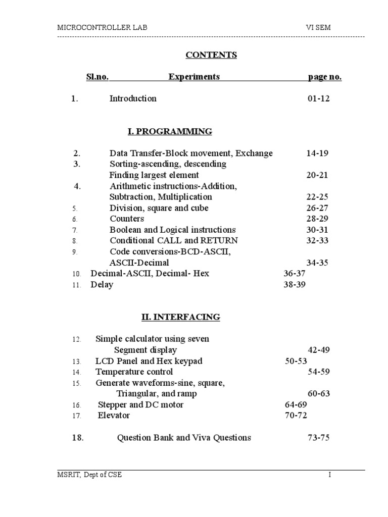 SL - No. Experiments Page No | PDF | Instruction Set | Central Processing Unit