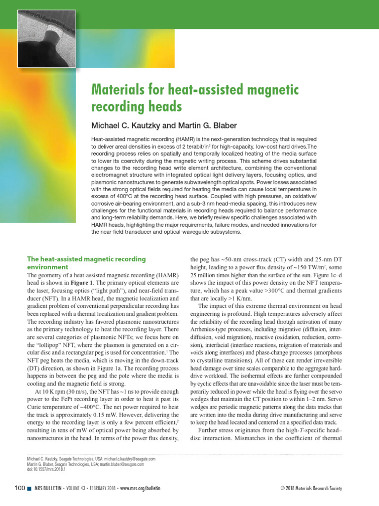 Materials For Heat-Assisted Magnetic Recording Heads 2018 2 | PDF ...