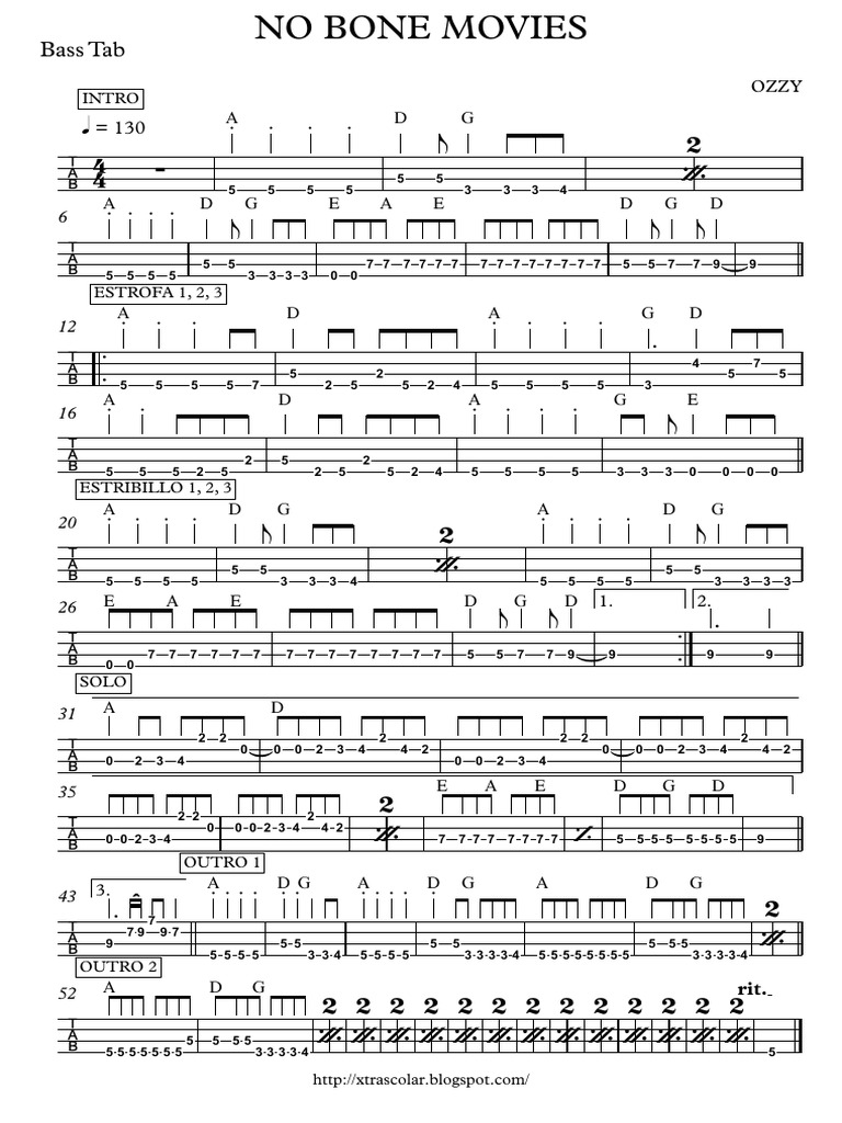 No Bone Movies (Ozzy) - Bass Tab | PDF