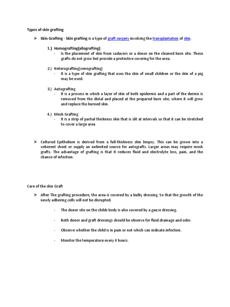 Types of Skin Grafts Explained | PDF | Burn | Skin