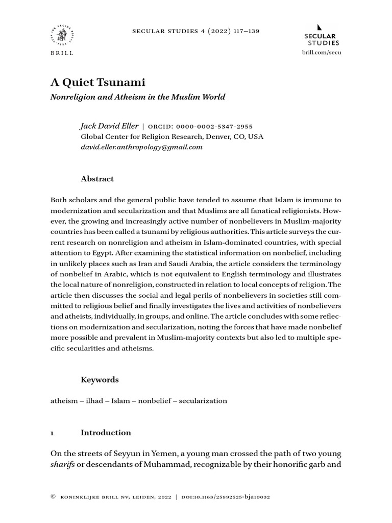 A Quiet Tsunami Nonreligion and Atheism. | PDF | Atheism | Irreligion