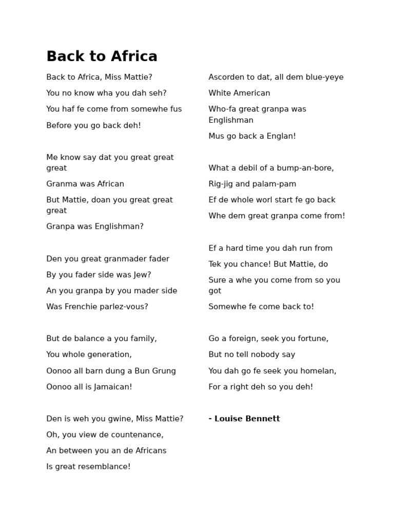 Louise Bennett Poems | PDF