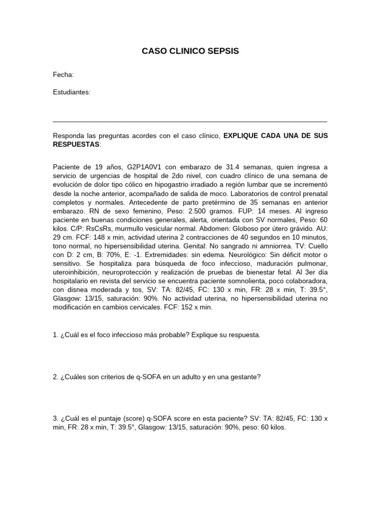 Sepsis Obstetrica Caso Clinico Internos 2025 | PDF | Septicemia ...