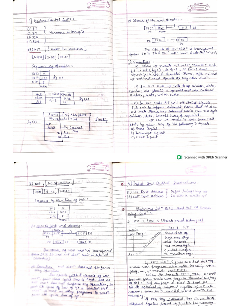 Machine Control Instructions 8085 | PDF