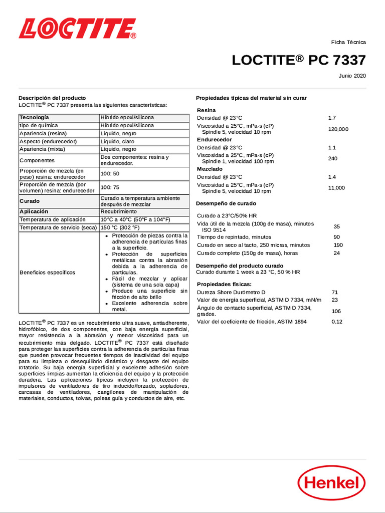 LOCTITE PC 7337 Es - MX | PDF | Agua | Revestimiento