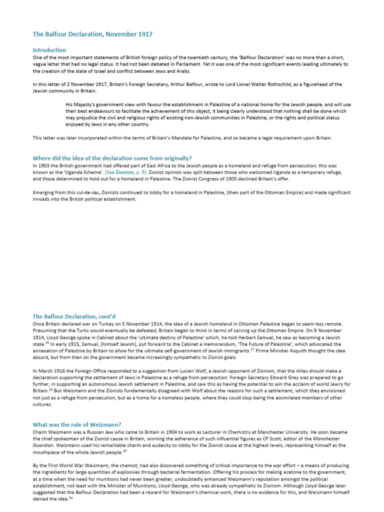 Balfour Declaration Pages 18 25 | PDF | Zionism | Mandatory Palestine