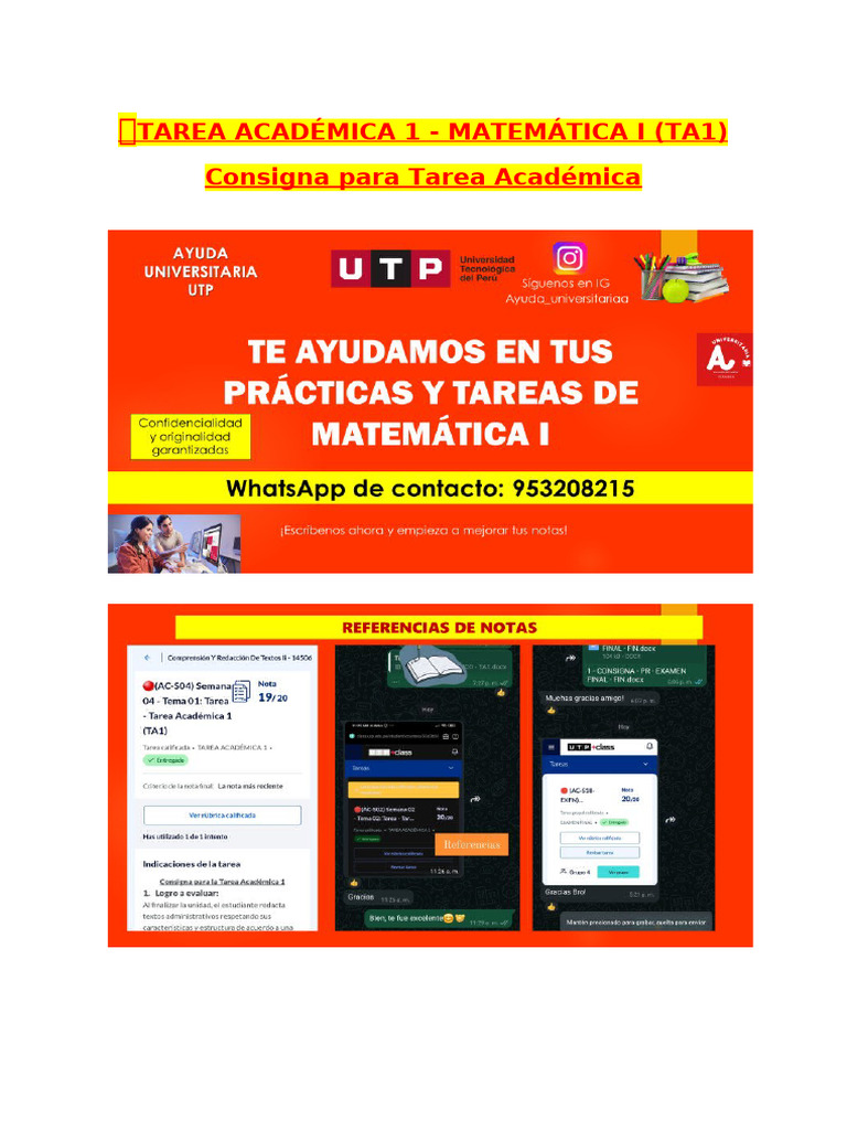 ?tarea Académica 1 - Matemática I (Ta1) | PDF | Ecuaciones | Álgebra