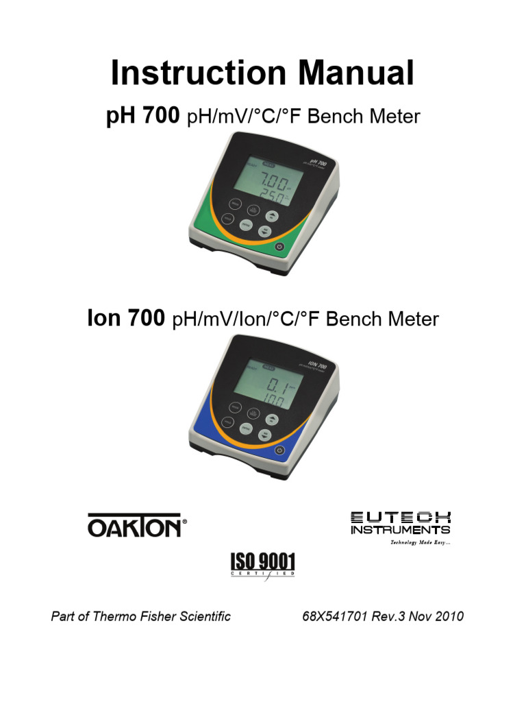 pH 700 & Ion 700 User Manual | PDF | Ph | Calibration