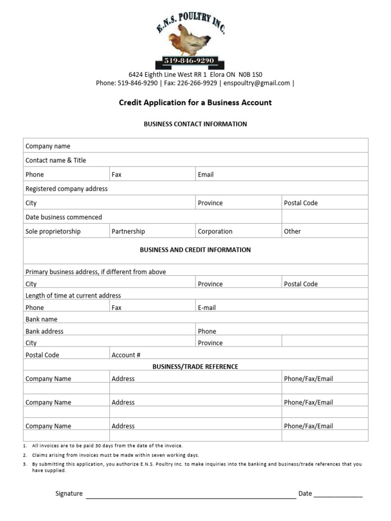 Credit Application Form | PDF