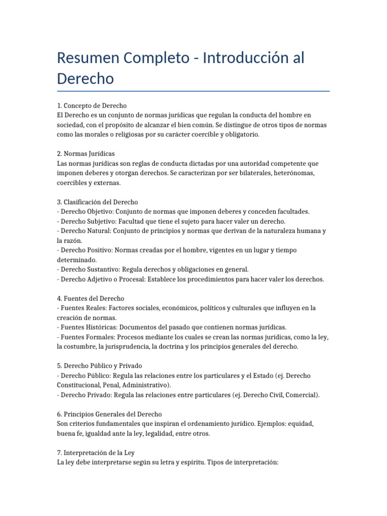 Resumen Intro Al Derecho | PDF