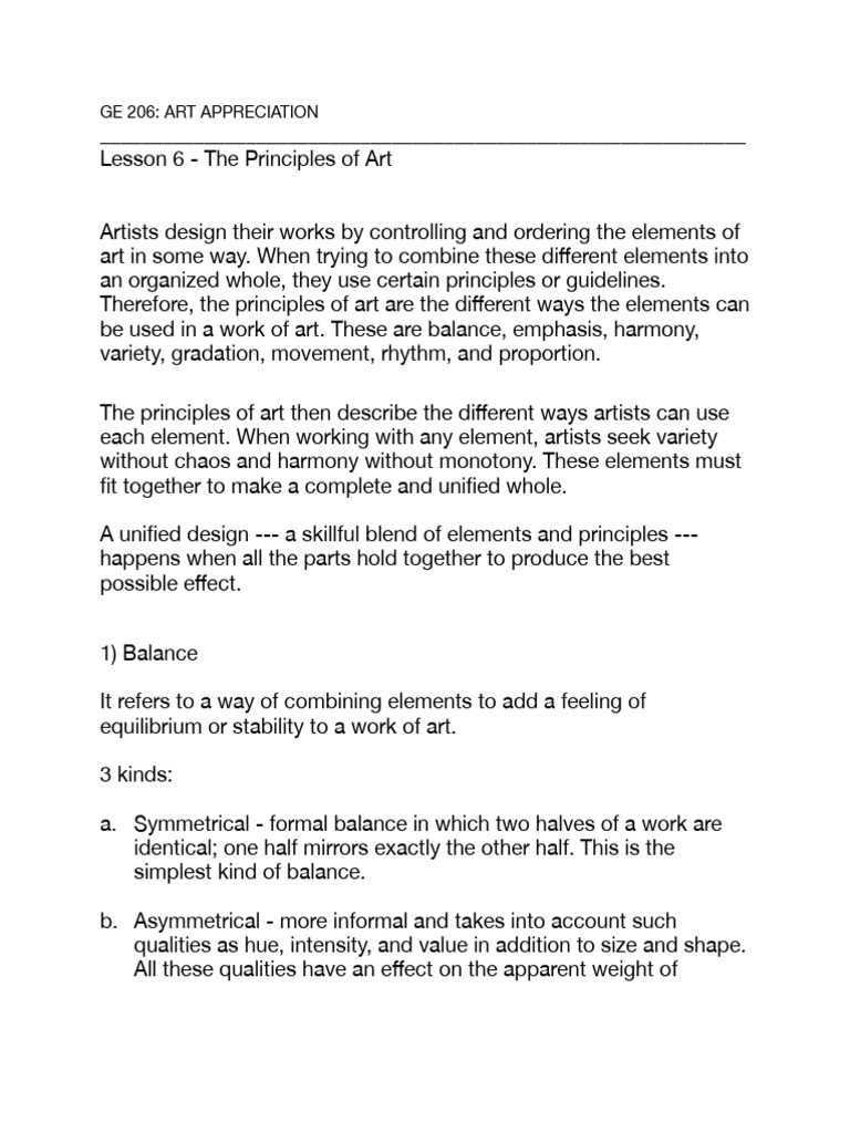 Week 6 The Principles of Art Reviewer | PDF | Rhythm | Shape