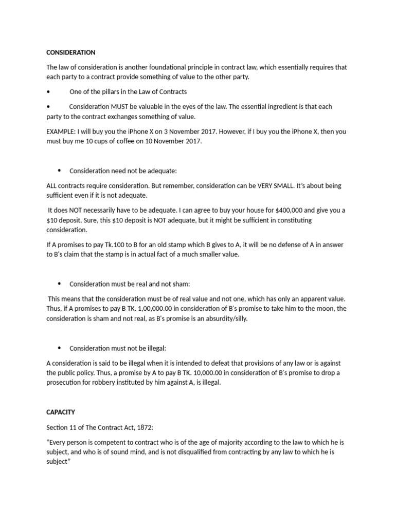 Lecture 4 Consideration | PDF | Consideration | Misrepresentation