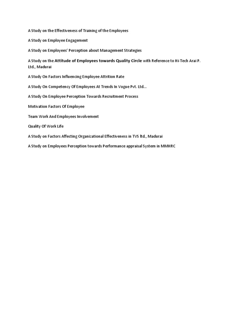 MBA HR Project Topics | PDF