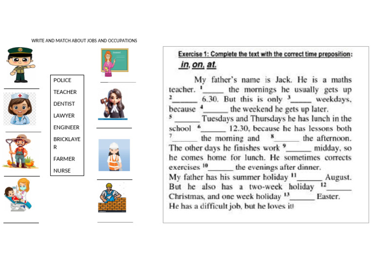 Write and Match About Jobs and Occupations | PDF