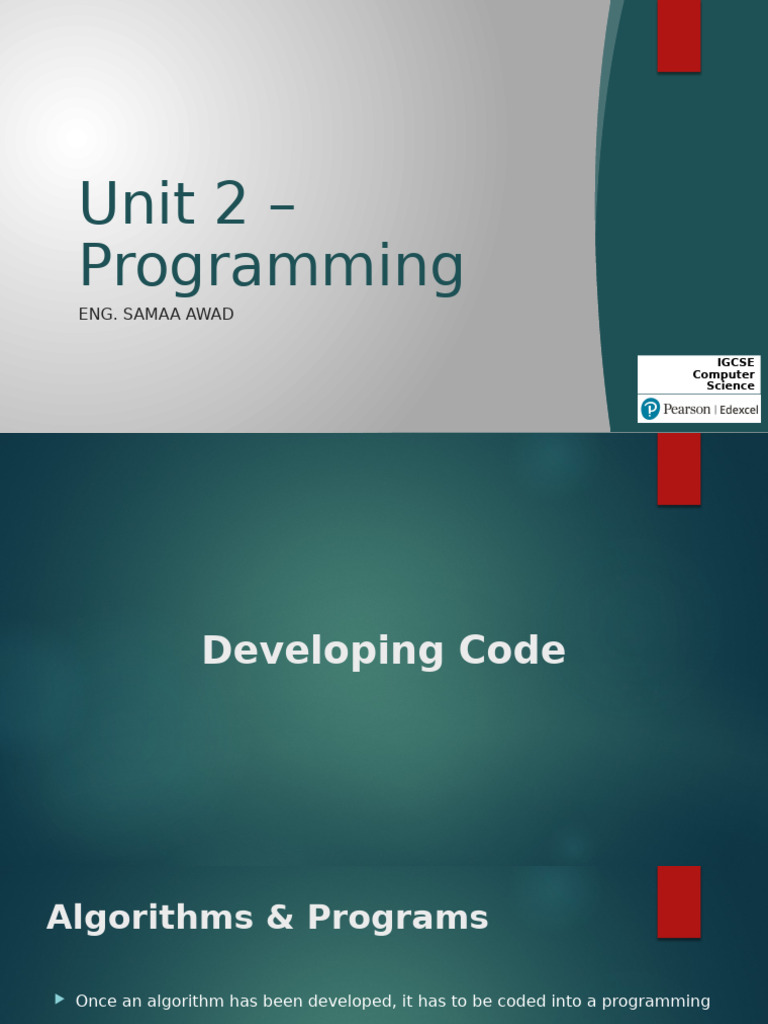 Unit 2 - Programming - 1 | PDF | Data Type | Variable (Computer Science)