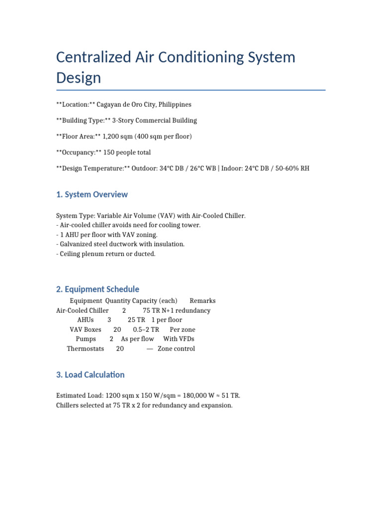 Centralized Aircon System Design Guide | PDF