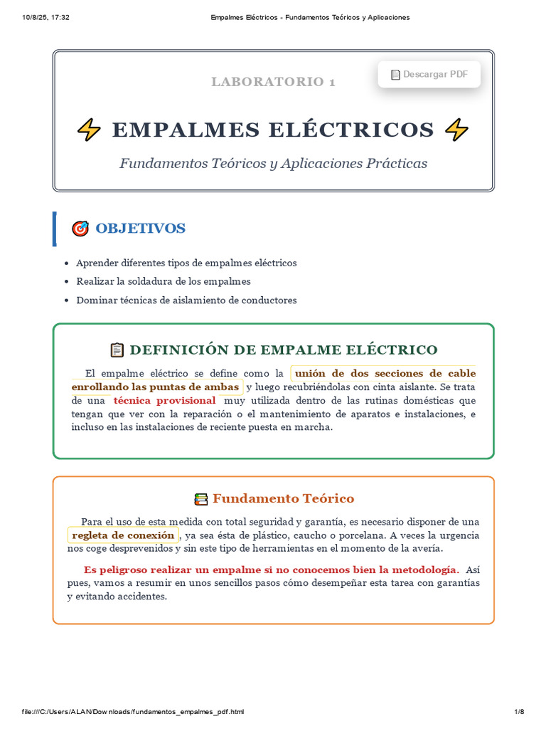 Técnicas de Empalmes Eléctricos | PDF | Aislador (Electricidad ...