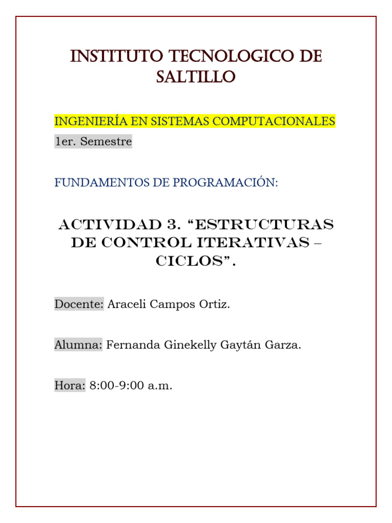 Actividad 3 Estructuras de Control Iterativas | PDF | Informática | Ciencias de la Computación
