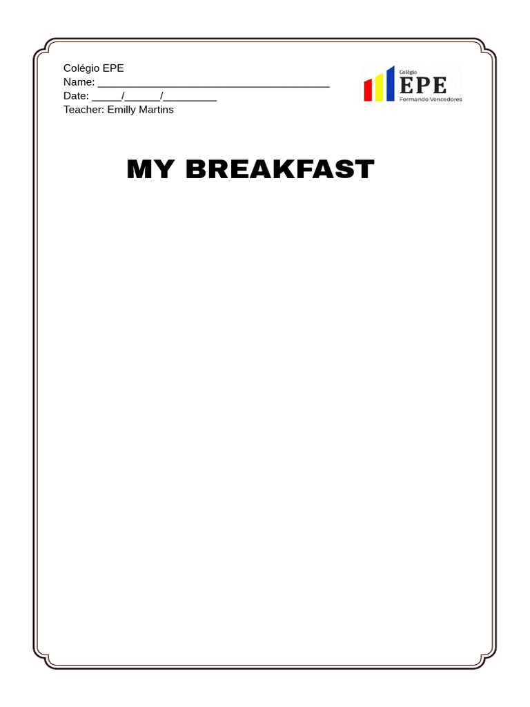 My Breakfast Worksheet | PDF