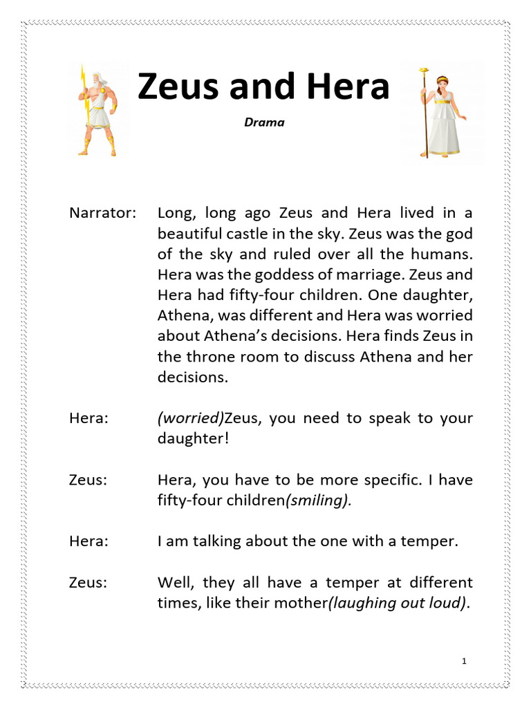 GR 4 Drama - Zeus and Hera | PDF