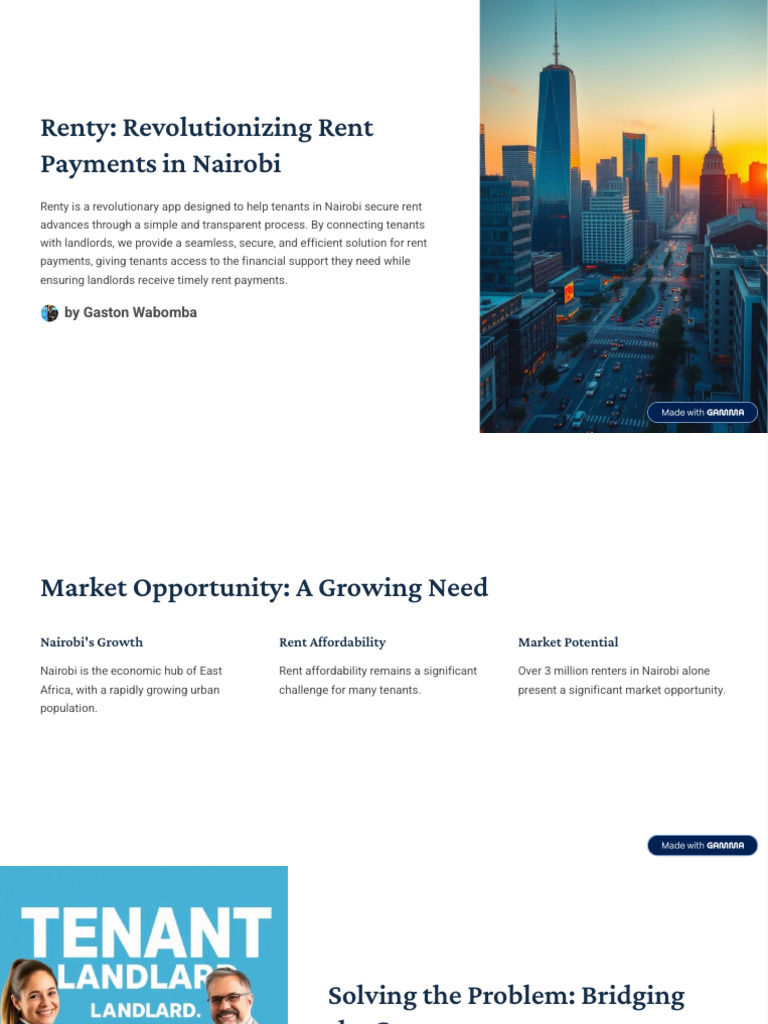 Renty Revolutionizing Rent Payments in Nairobi | PDF | Landlord | Renting