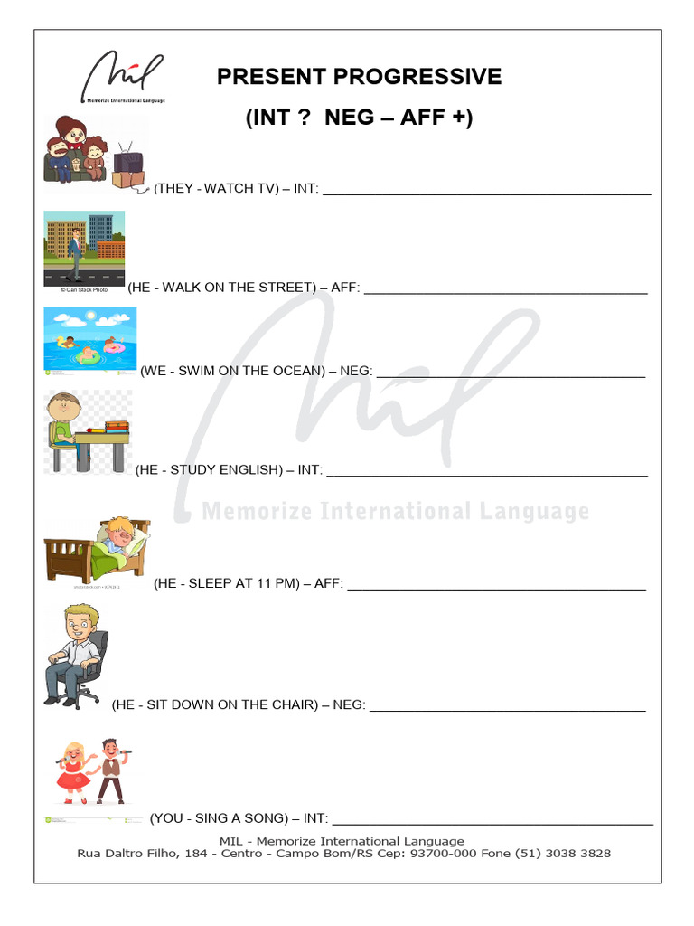 Present Progressive - Interrogative - Affirmative - Negative Form | PDF