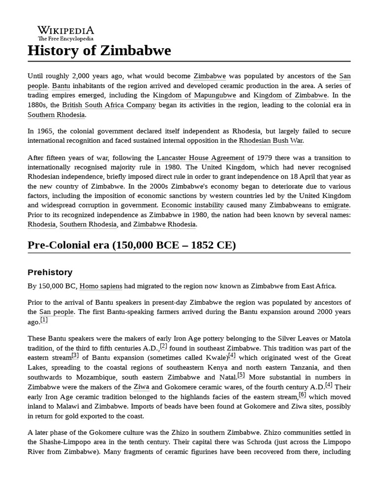 Overview of Zimbabwe's History | PDF | Robert Mugabe | Zimbabwe