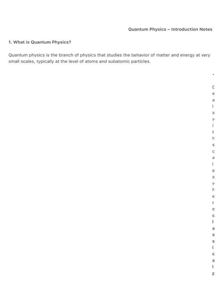 Introduction to Quantum Physics | PDF | Physics | Quantum Mechanics
