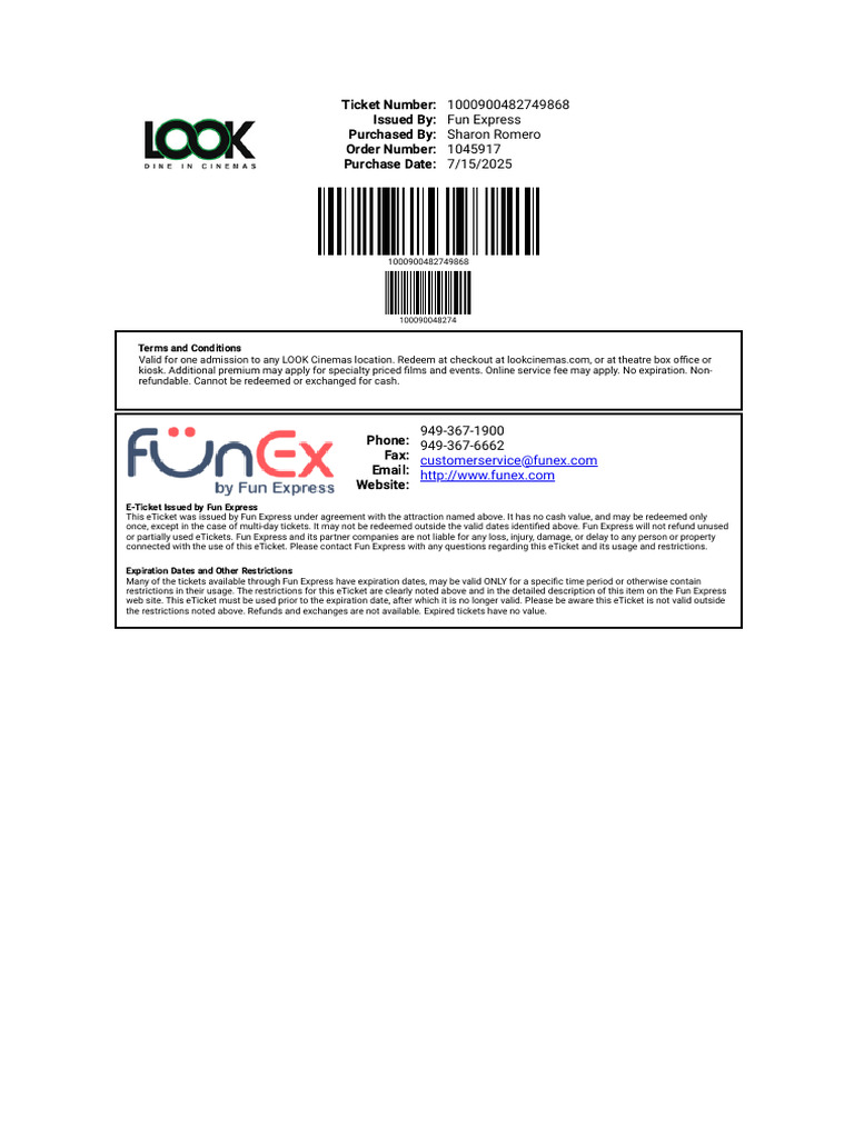 Order-Tickets 1045917 | PDF | Ticket (Admission)