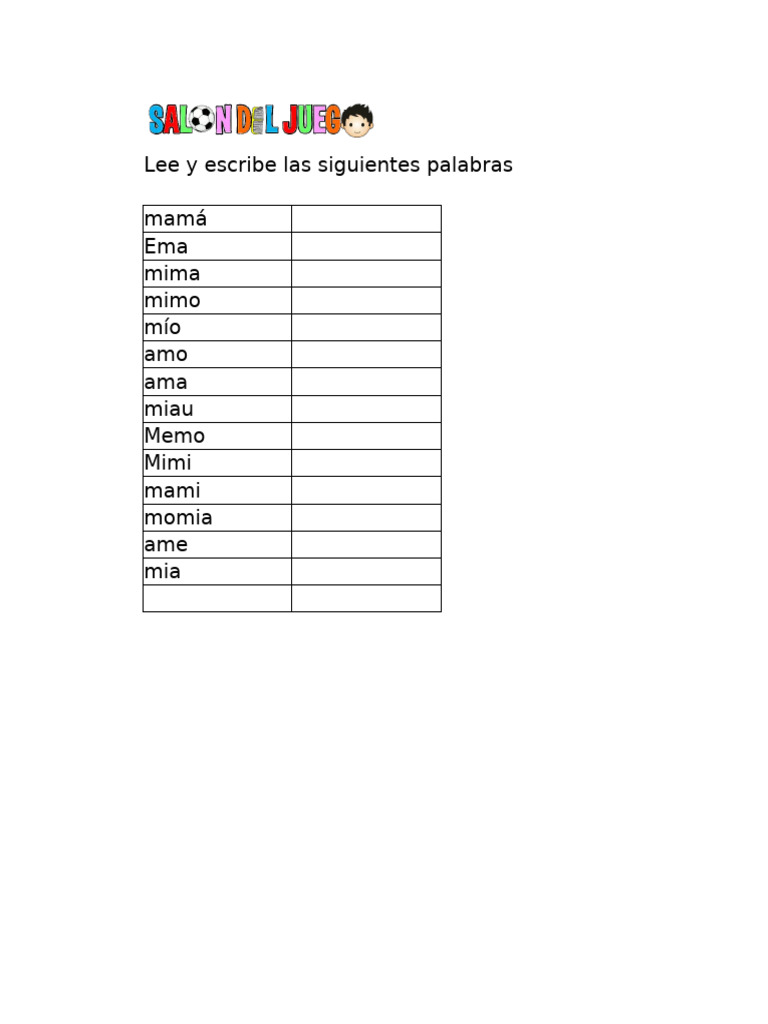 Lee y Escribe Las Siguientes Palabras | PDF | Zoología