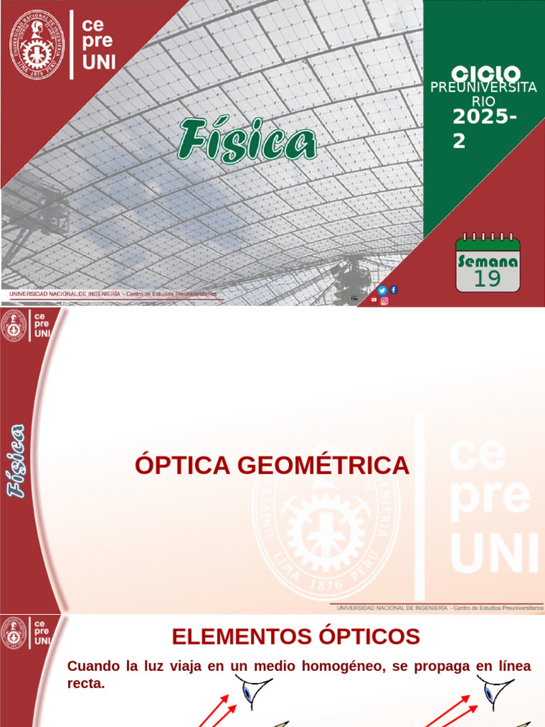 Semana 19-1 - PRE OG Espejos Planos y Esfericos | PDF | Espejo | Óptica