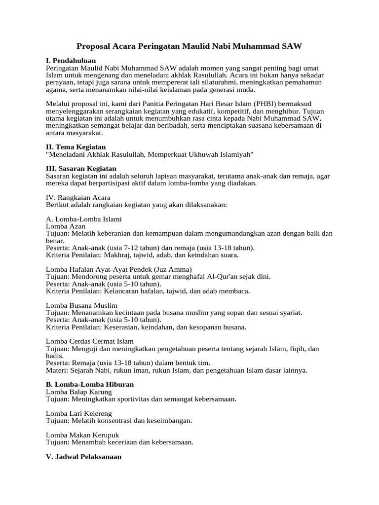 Proposal Acara Peringatan Maulid Nabi Muhammad SAW | PDF