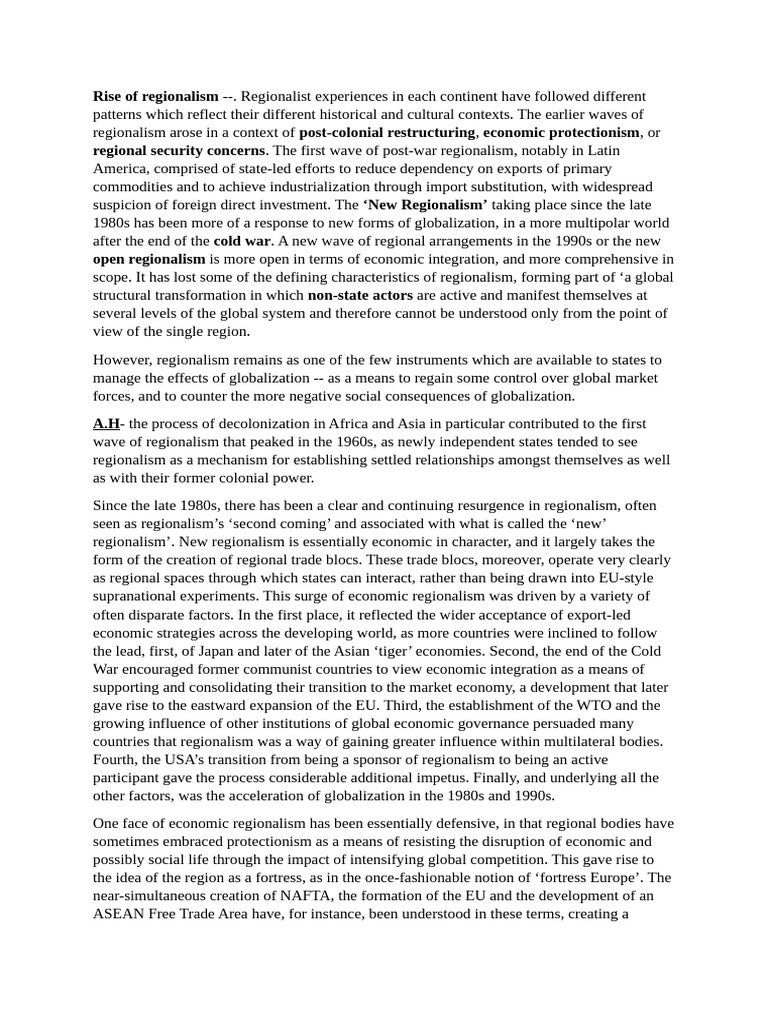 New Trends in Global Regionalism | PDF | Globalization | Regional ...