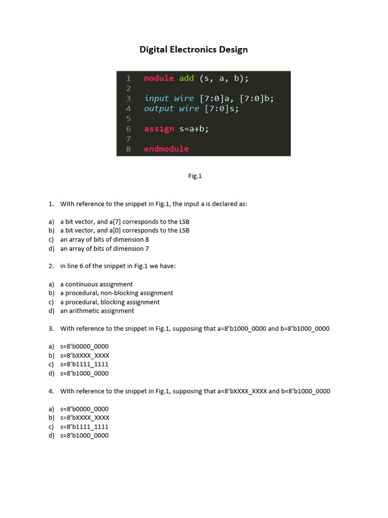 Digital Electronics Design Quiz Questions | PDF | Computer Engineering ...