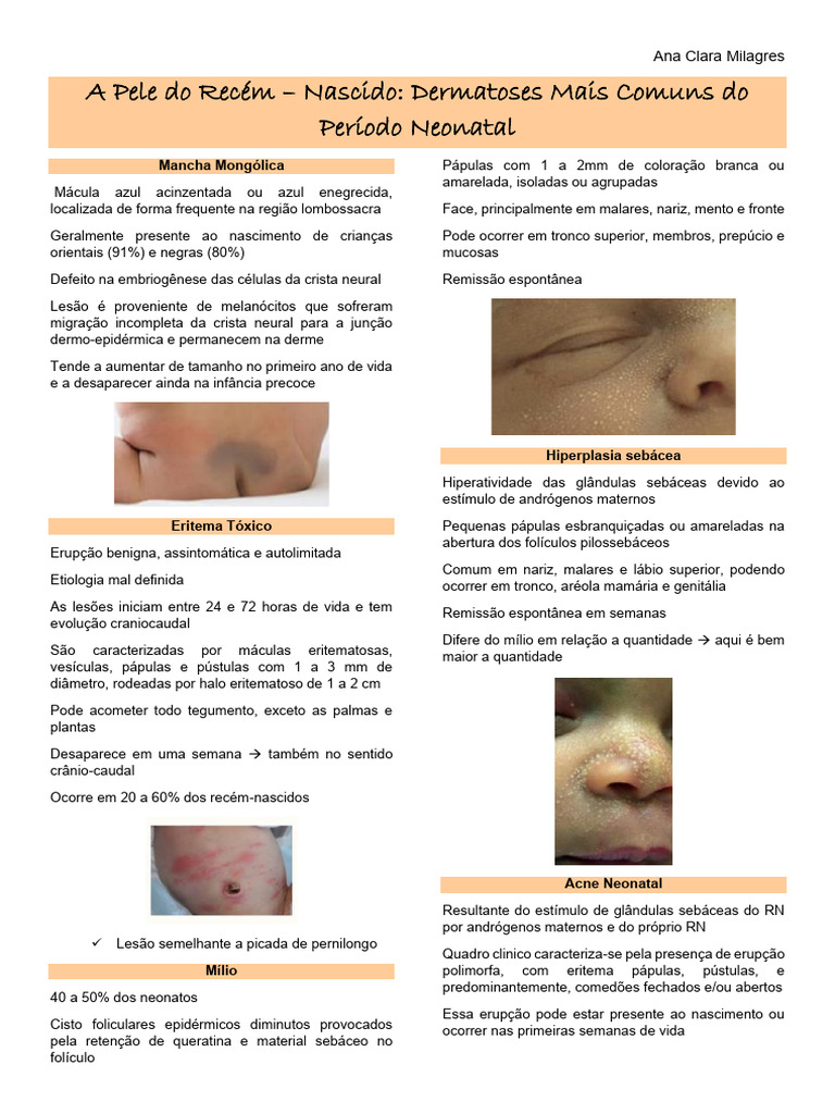 Dermatoses Comuns em Recém-Nascidos | PDF | Especialidades médicas ...