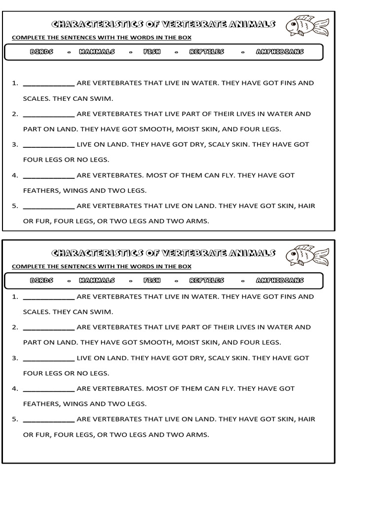Characteristics of Vertebrates (1) | PDF