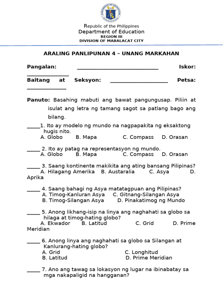 AP PT q1 Grade 4-2025-Do | PDF