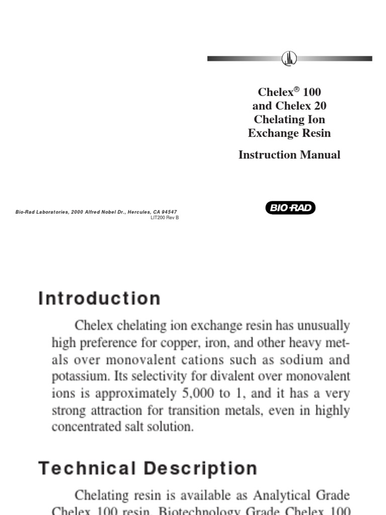 Chelex 100-Instruction Manual | PDF | Ion Exchange | Ph
