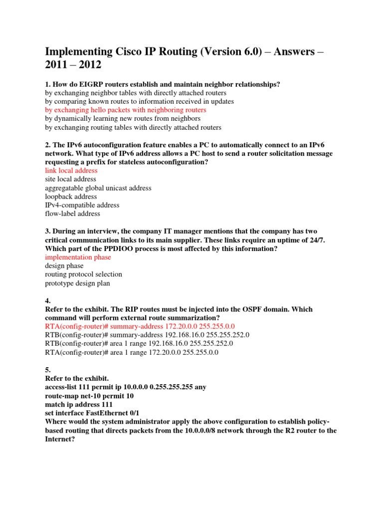 Implementing Cisco IP Routing | PDF | Router (Computing) | Routing