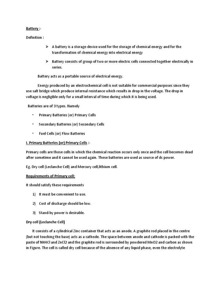 Battery | PDF | Battery (Electricity) | Rechargeable Battery