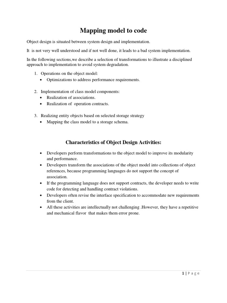 Mapping Model To Code | Download Free PDF | Object (Computer Science) | Class (Computer Programming)