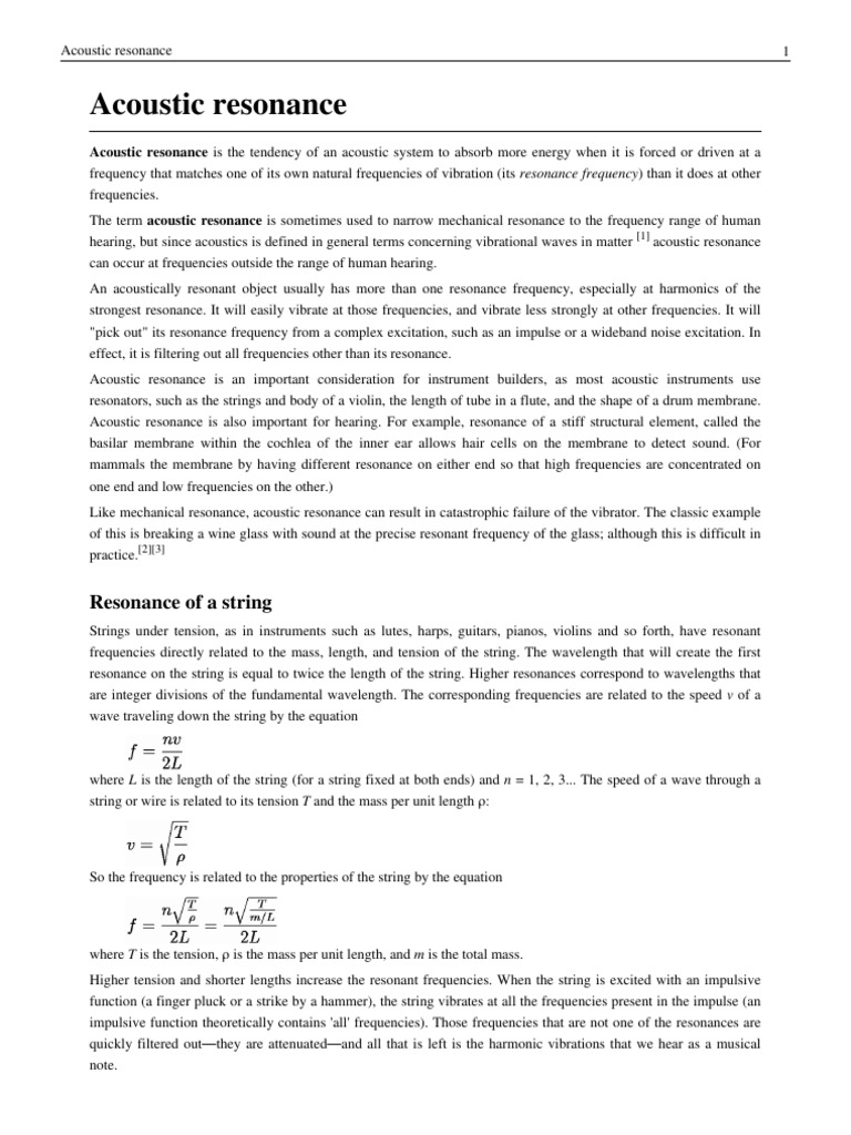 Acoustic Resonance: Resonance of A String | PDF | Mechanics | Waves