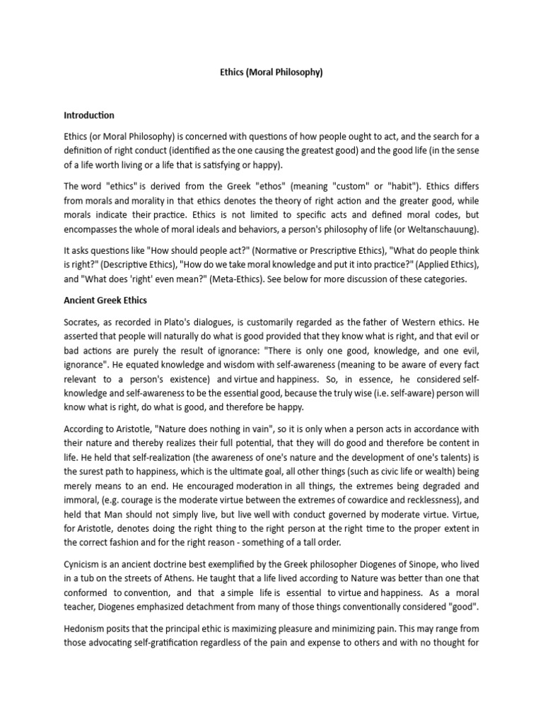 Understanding Ethics and Moral Philosophy | PDF | Ethical Theories ...