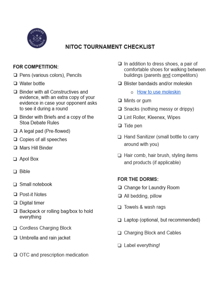 Nitoc Checklist | PDF