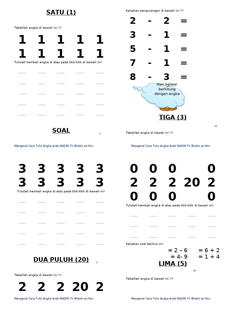 Belajar Menulis Angka Arab 1-20 | PDF