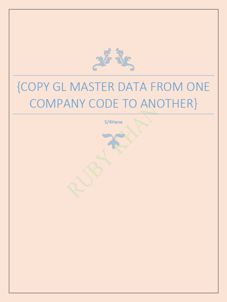 GL Master Data Extension From One Company Code To Another | PDF
