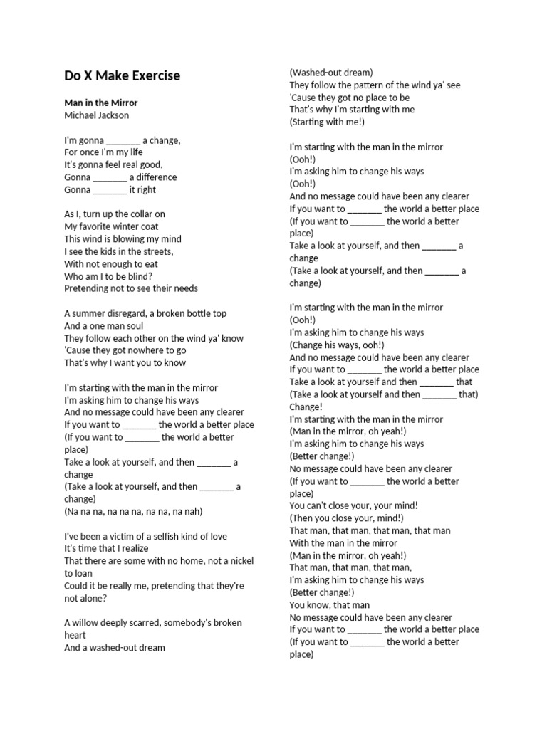 Man in the Mirror Lyrics Analysis | PDF | Sound Recording | Song ...